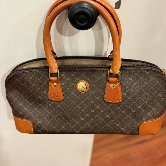 Rioni | Bags | Rioni Brown And Tan Satchel With Signature Monogram ...